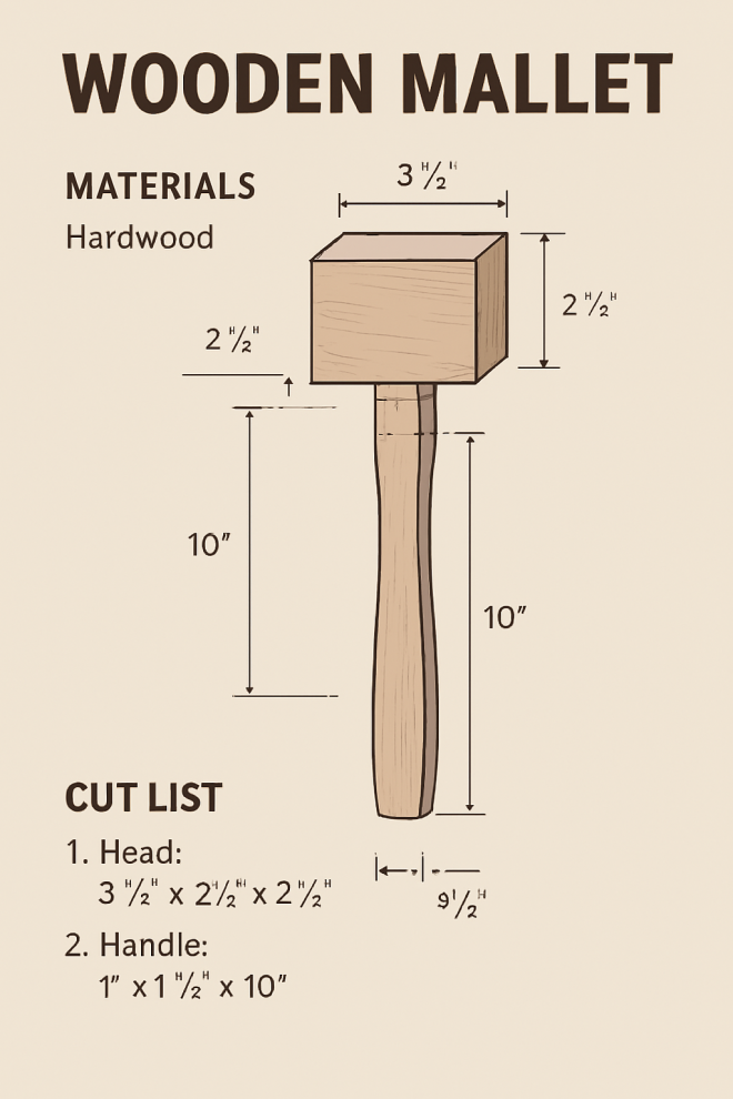 How to Build a Wooden Mallet: A DIY Technical Drawing Guide ...